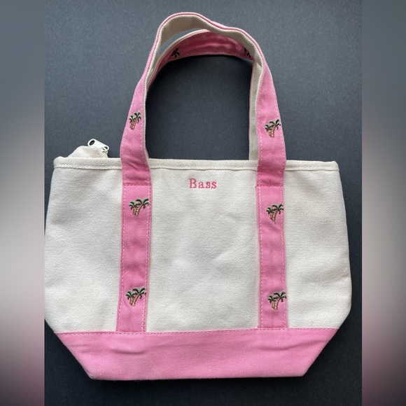 G.H. Bass & Co. | Bags | Bass Pink And Off White Palm Tree Tote | Poshmark